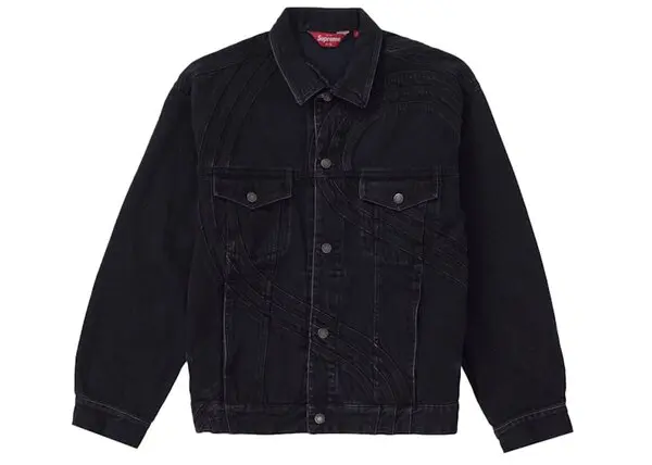 Supreme Logo Denim Trucker Jacket - Washed Black | Editorialist